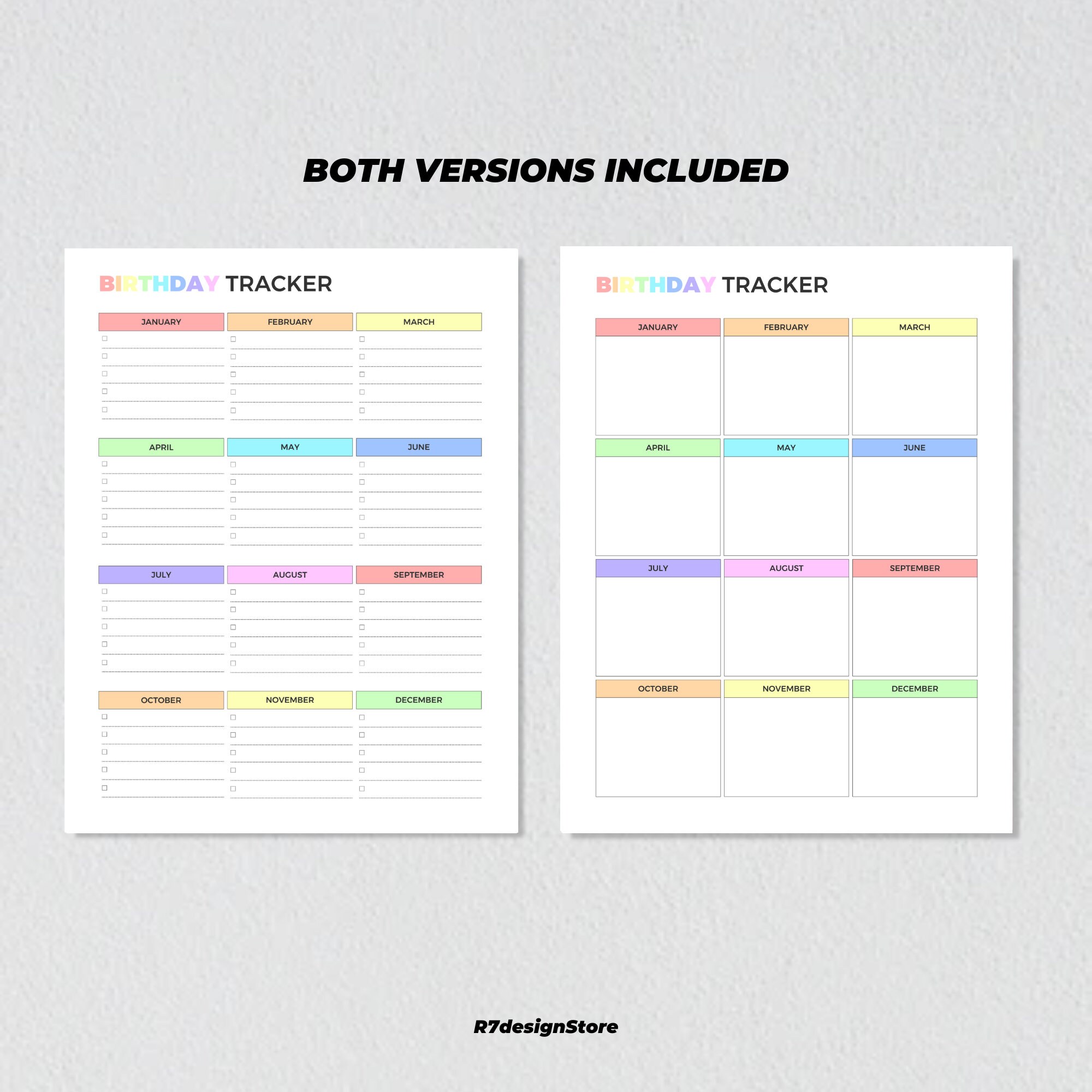 Birthday Tracker Printable, Important Dates Planner, Birthday Reminder ...