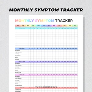 Symptom Tracker Printable, Chronic Illness Frequency Chart, Daily ...