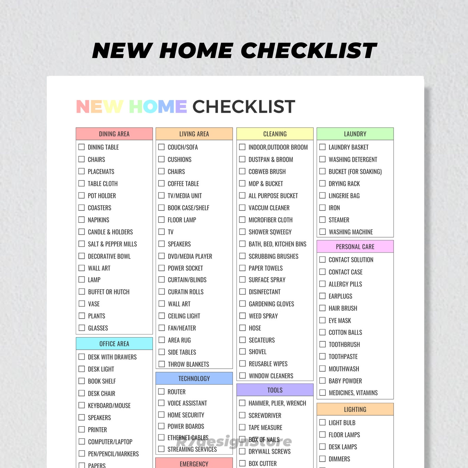 New Home Essentials Checklist Printable, First House Planner, First ...