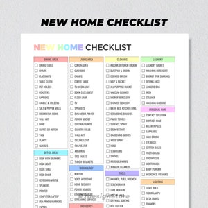 New Home Essentials Checklist Printable, First House Planner, First ...