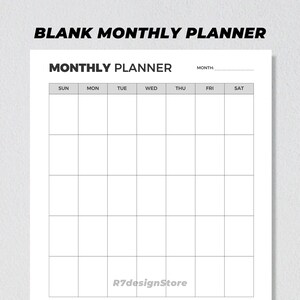 Blank Monthly Planner Printable, Daily Calendar Organizer, Undated ...