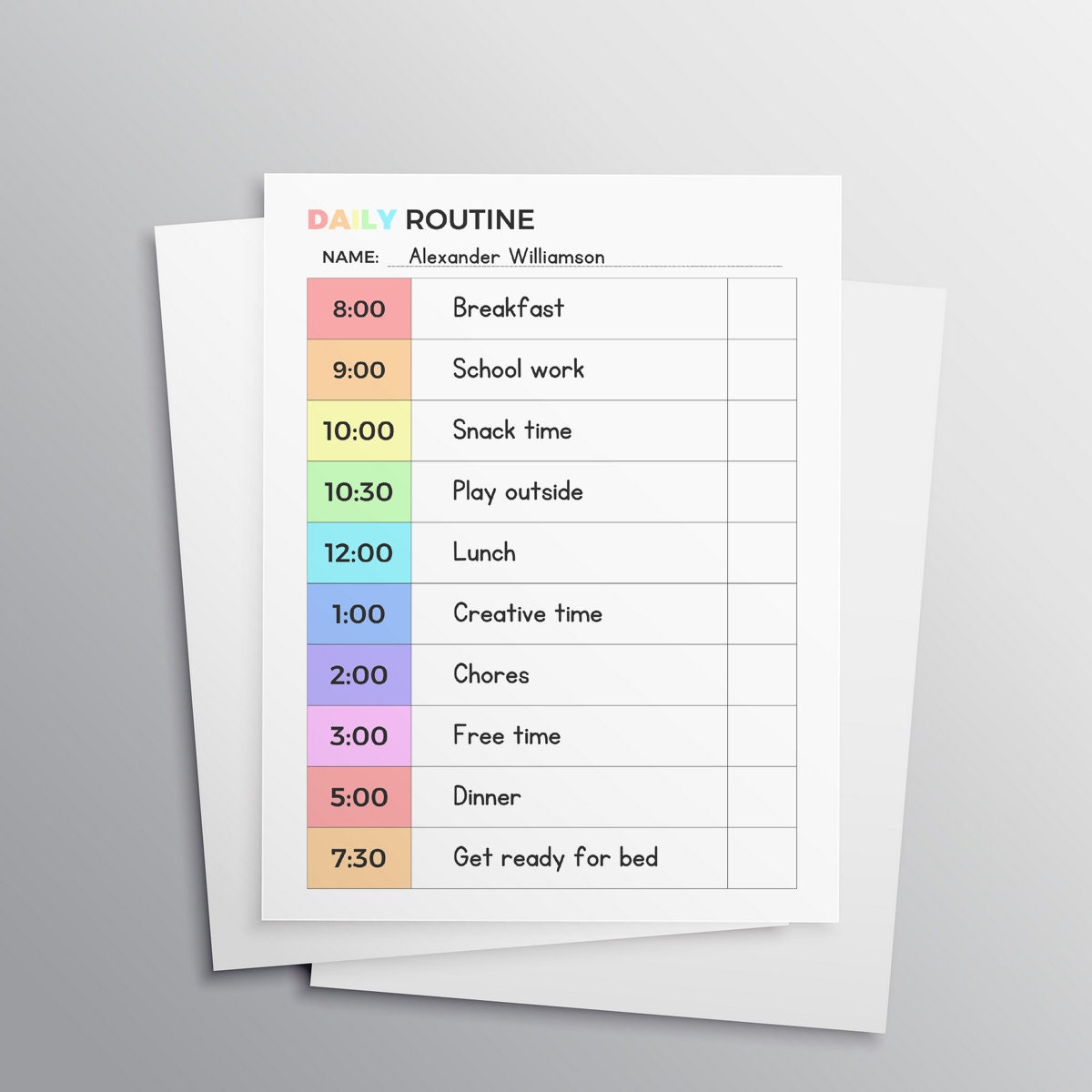 Kids Daily Routine Printable Chart, Daily Children Responsibility ...