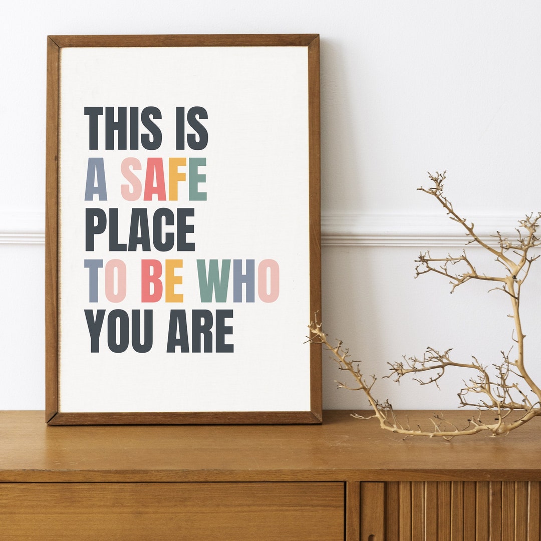 Safe Place Wall Art Printable, Colorful Typography, Positive Classroom ...