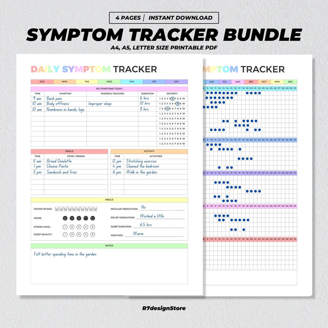 Symptom Tracker Printable, Chronic Illness Frequency Chart, Daily ...