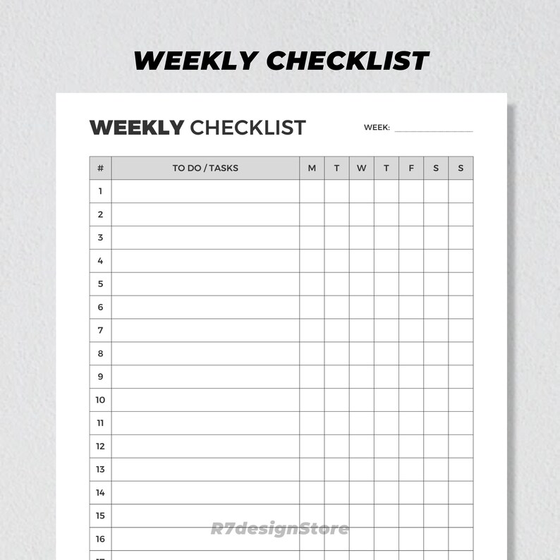 Buy Weekly Checklist Printable, Kawaii Colorful to Do List Template ...