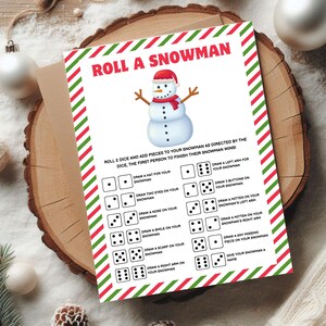 Christmas Roll A Snowman Printable, Winter Family Game, Xmas Group ...