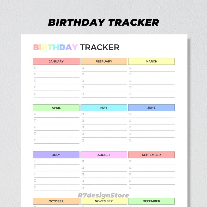 Buy Birthday Tracker Printable Important Dates Planner Birthday Online ...