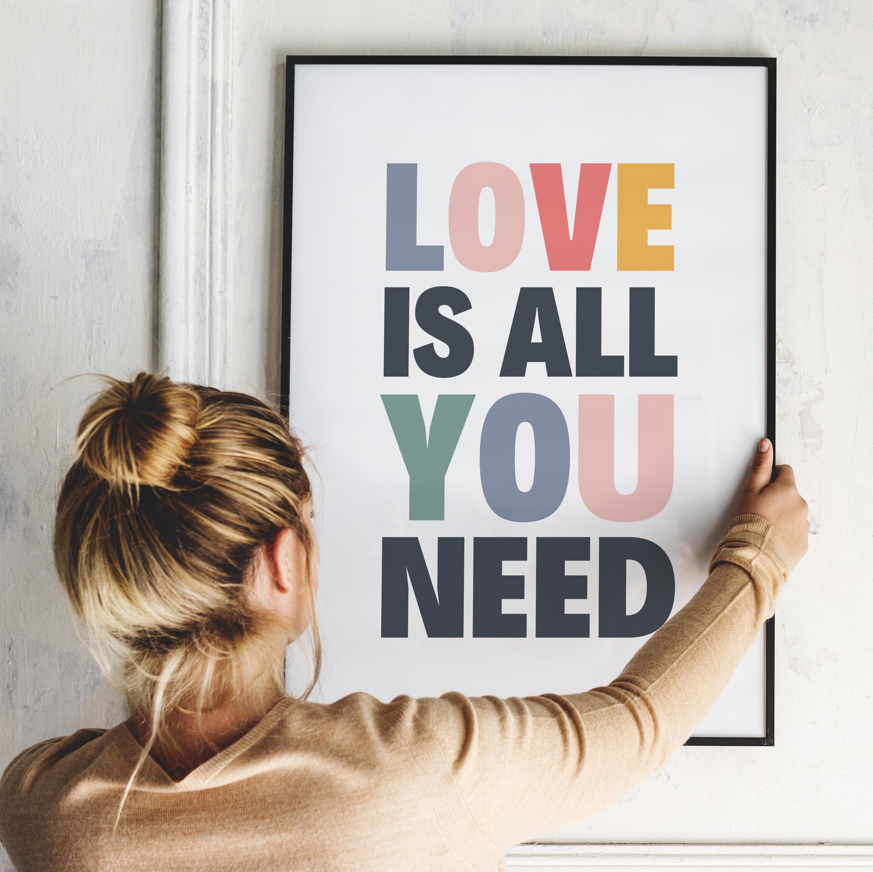 Love is All You Need Printable Art, Colorful Typography, Kids Room ...