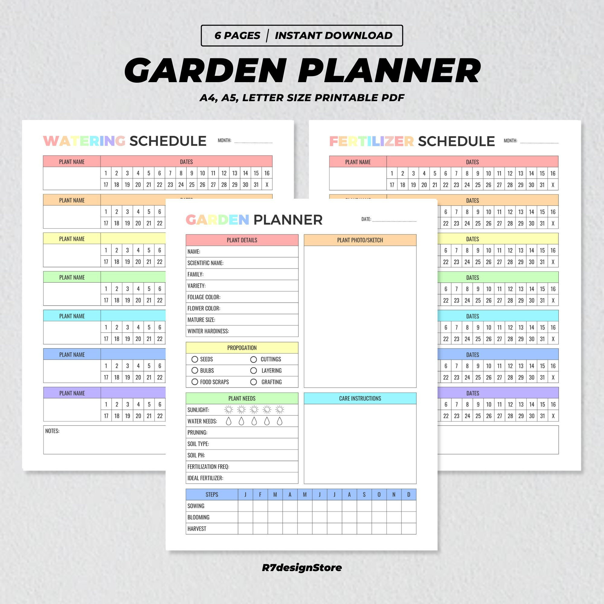 Garden Planner Printable, Garden Plant Profile Tracker, Plant Care Log ...