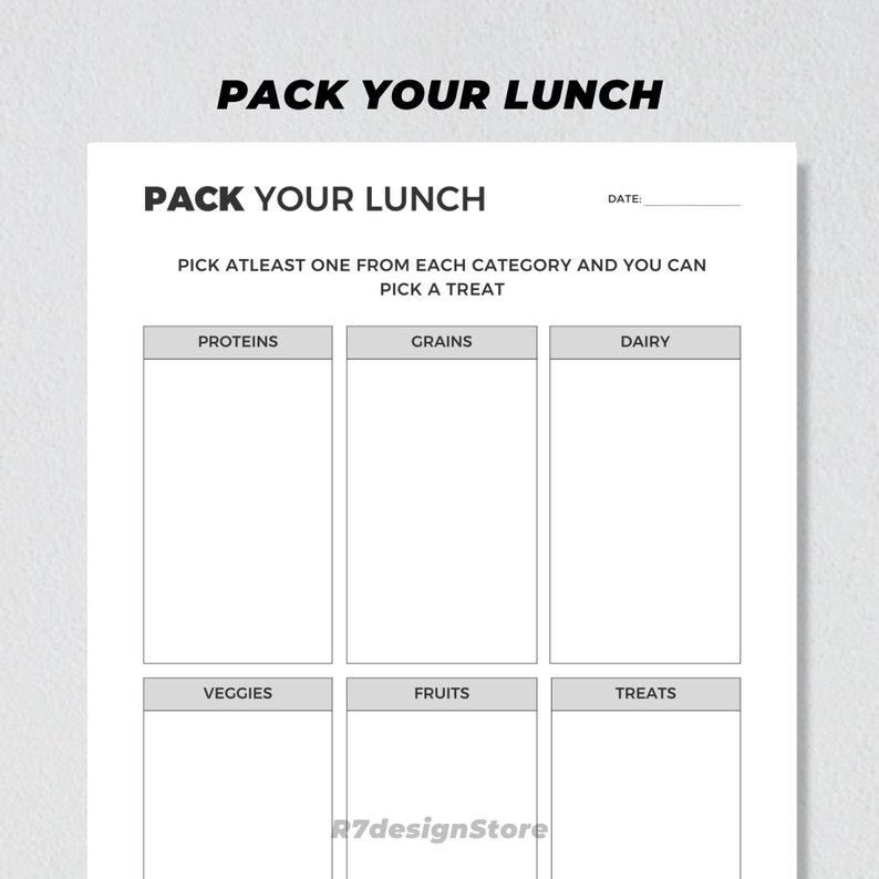 Pack Your Lunch Printable, Kids Daily Lunchbox Editable, Colorful ...