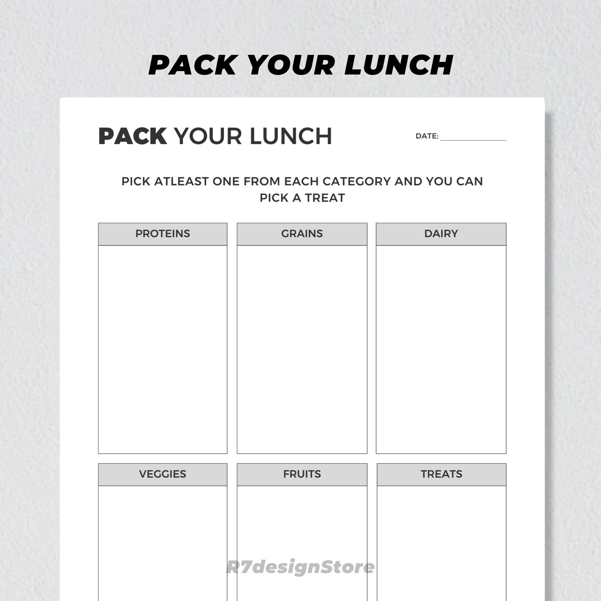 Pack Your Lunch Printable, Kids Daily Lunchbox Editable, Colorful ...