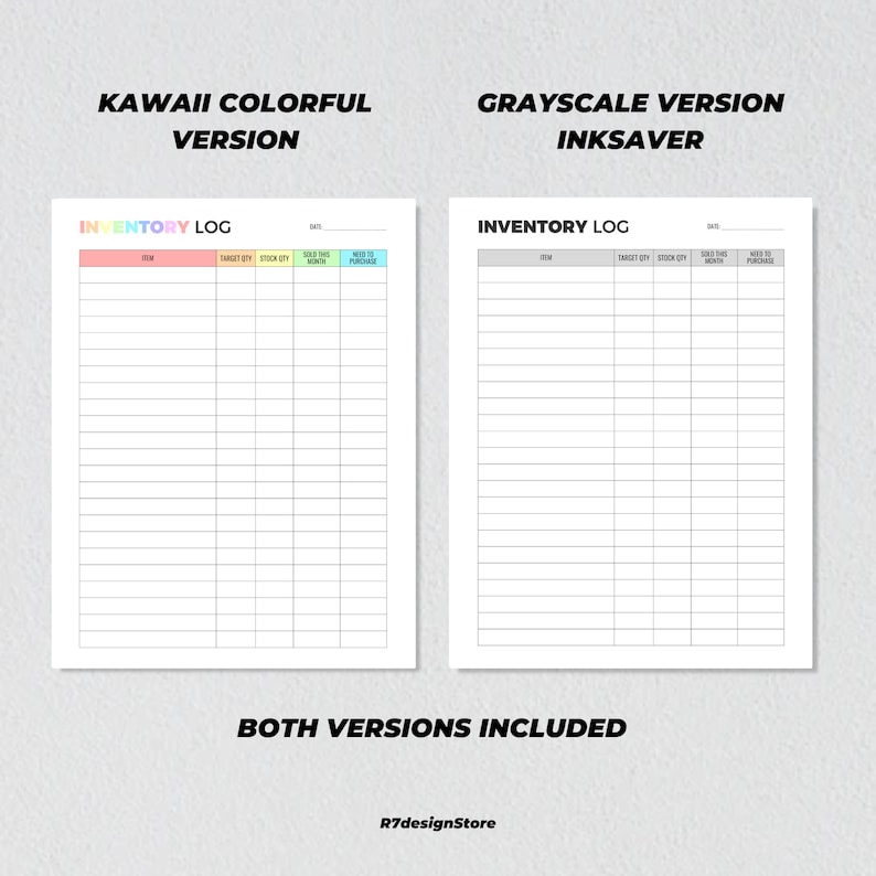 Inventory Log Printable, Small Business Stock Organizer, Inventory ...