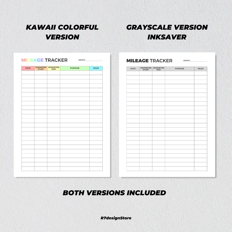 Mileage Tracker Printable, Vehicle Miles Travelled Report, Car Driving ...
