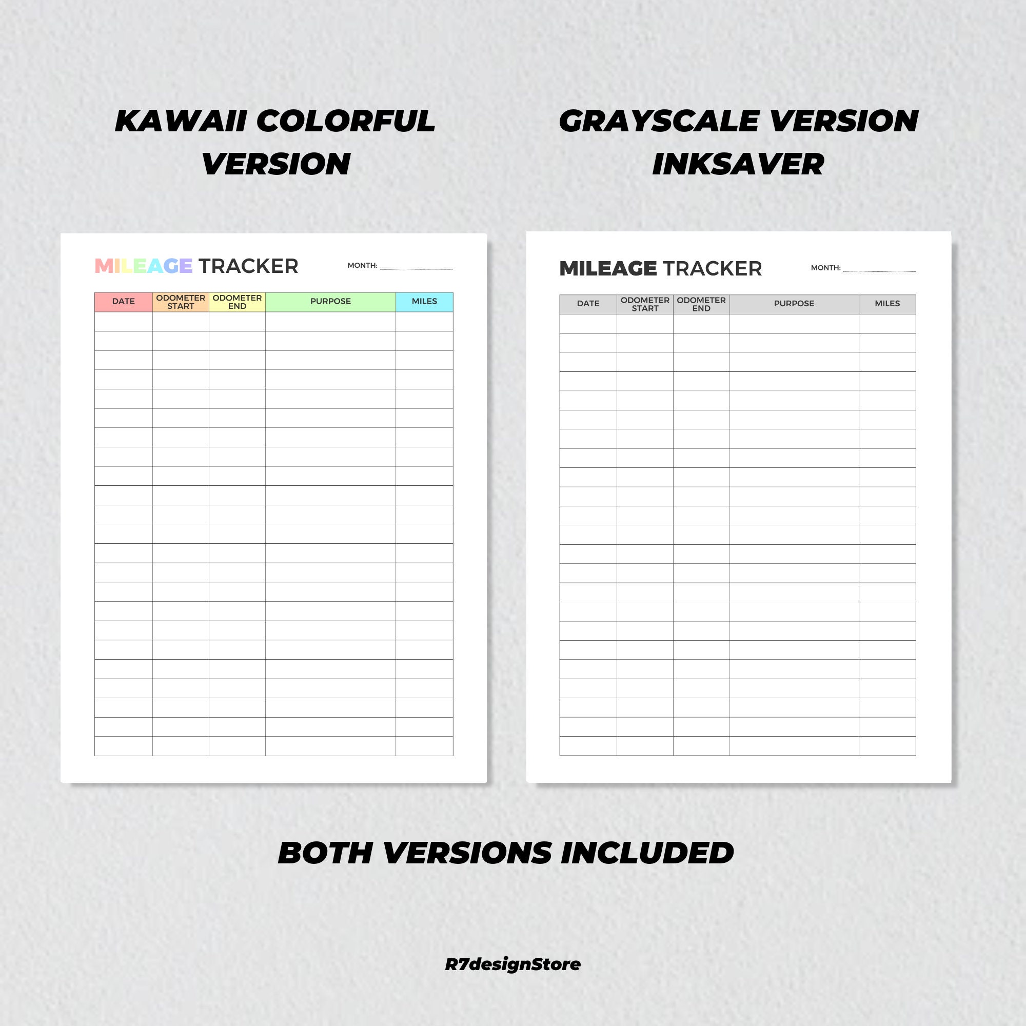 Mileage Tracker Printable, Vehicle Miles Travelled Report, Car Driving ...