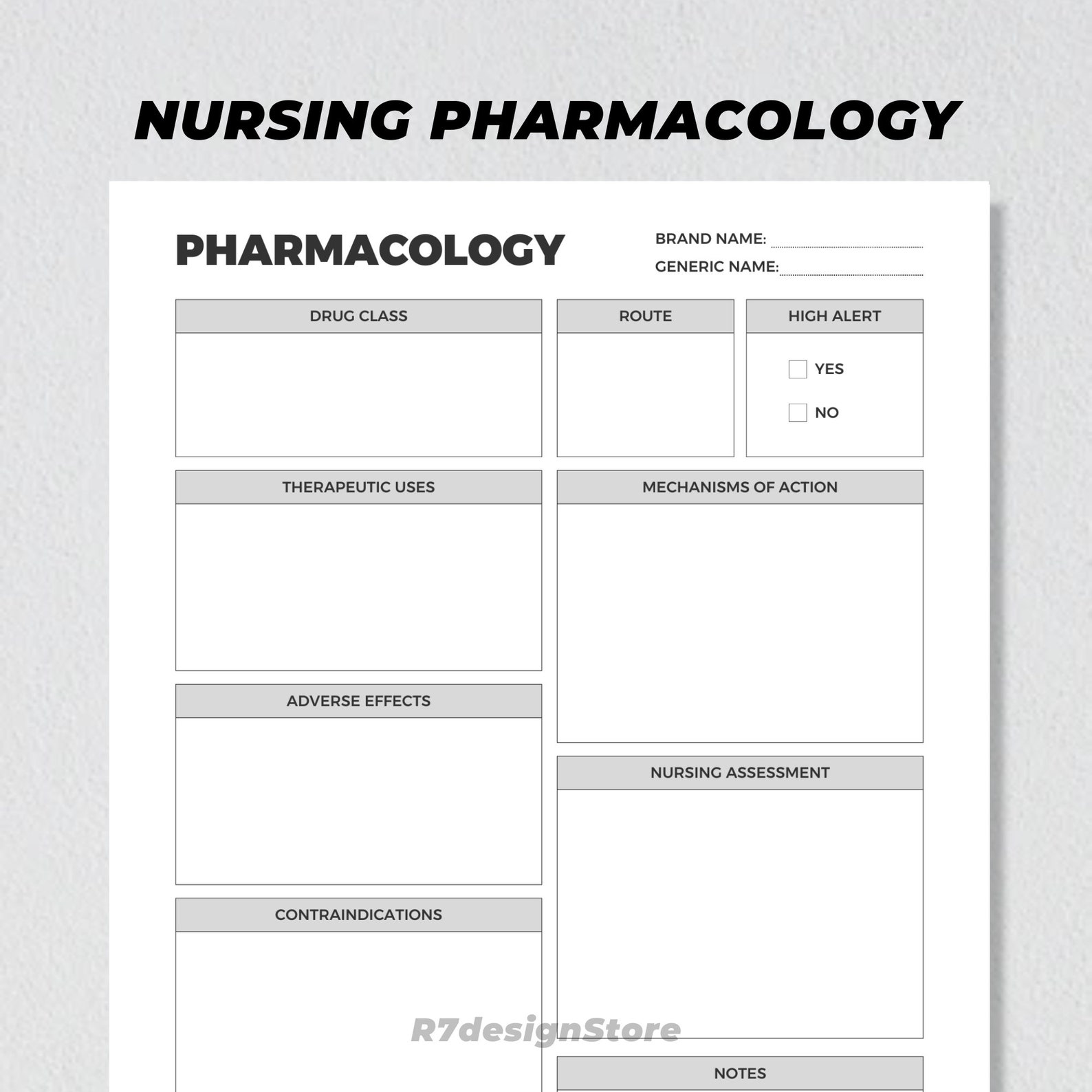 Nursing School Pharmacology Printable, Nursing Student Notes, Nurse ...