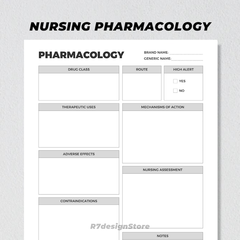 Nursing School Pharmacology Printable, Nursing Student Notes, Nurse ...