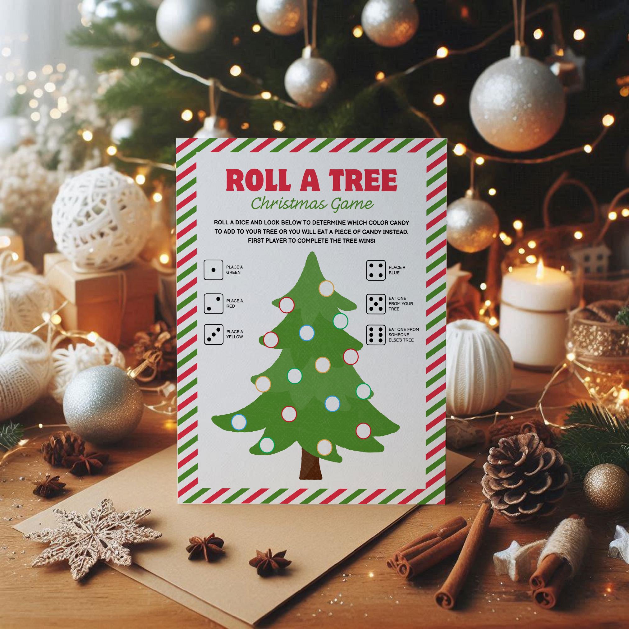 Roll a Christmas Tree Game Printable, Christmas Party Game, Roll a Dice ...