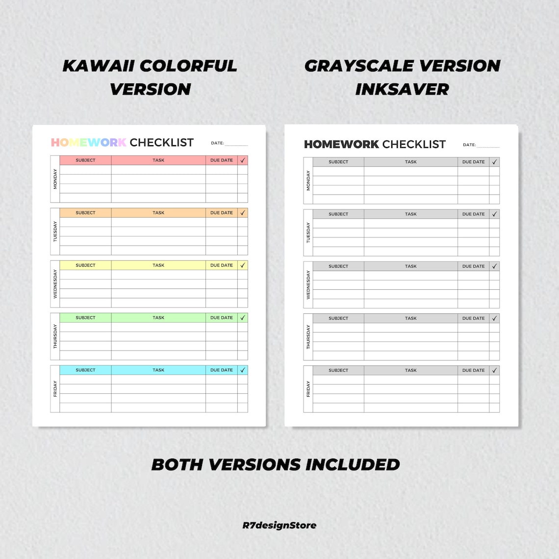 Buy Homework Checklist Printable, Weekly Homework Tracker, Student ...