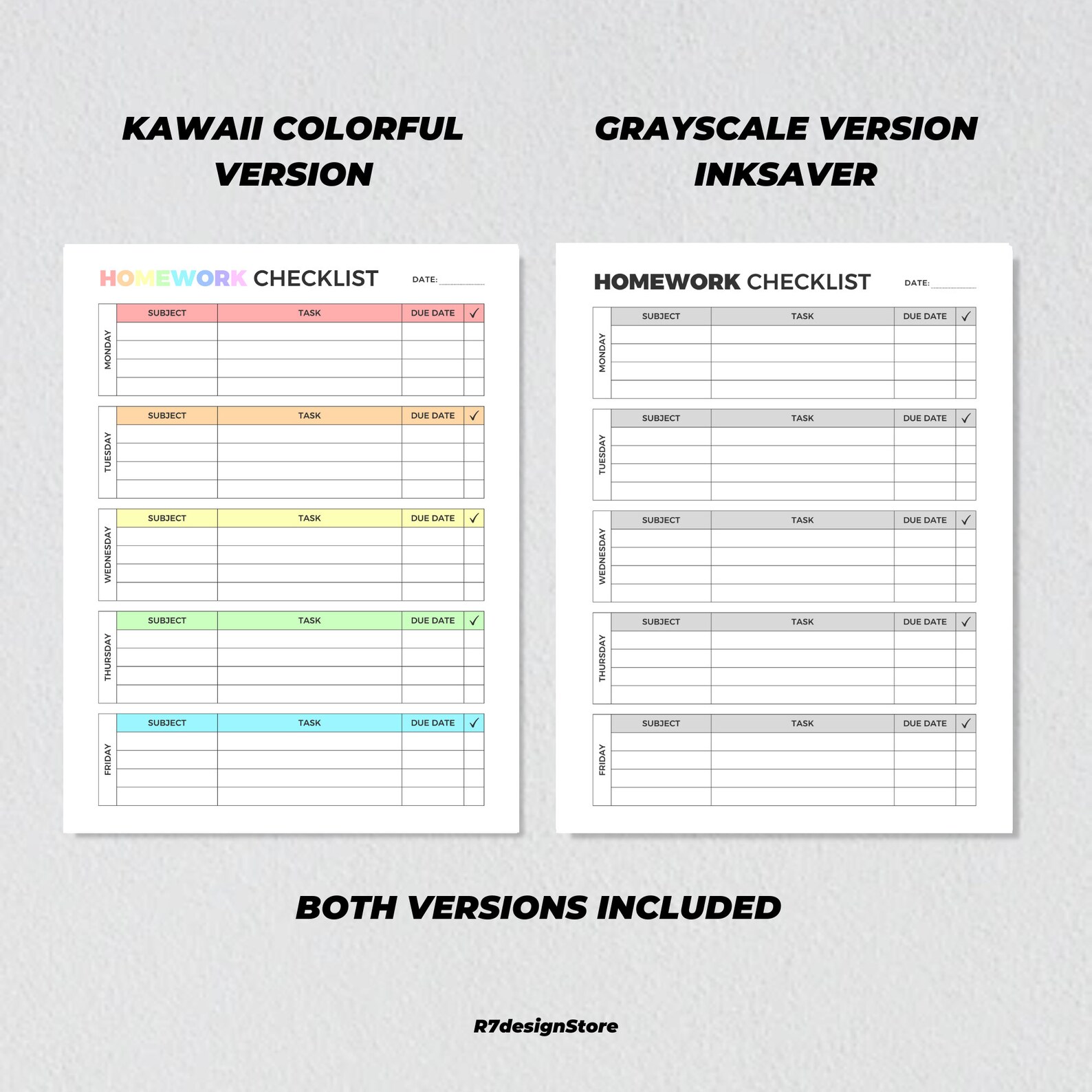 Homework Checklist Printable, Weekly Homework Tracker, Student ...
