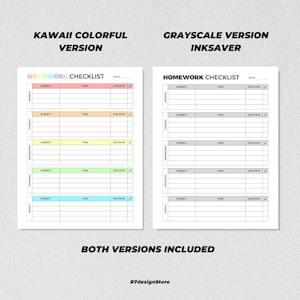 Homework Checklist Printable, Weekly Homework Tracker, Student ...