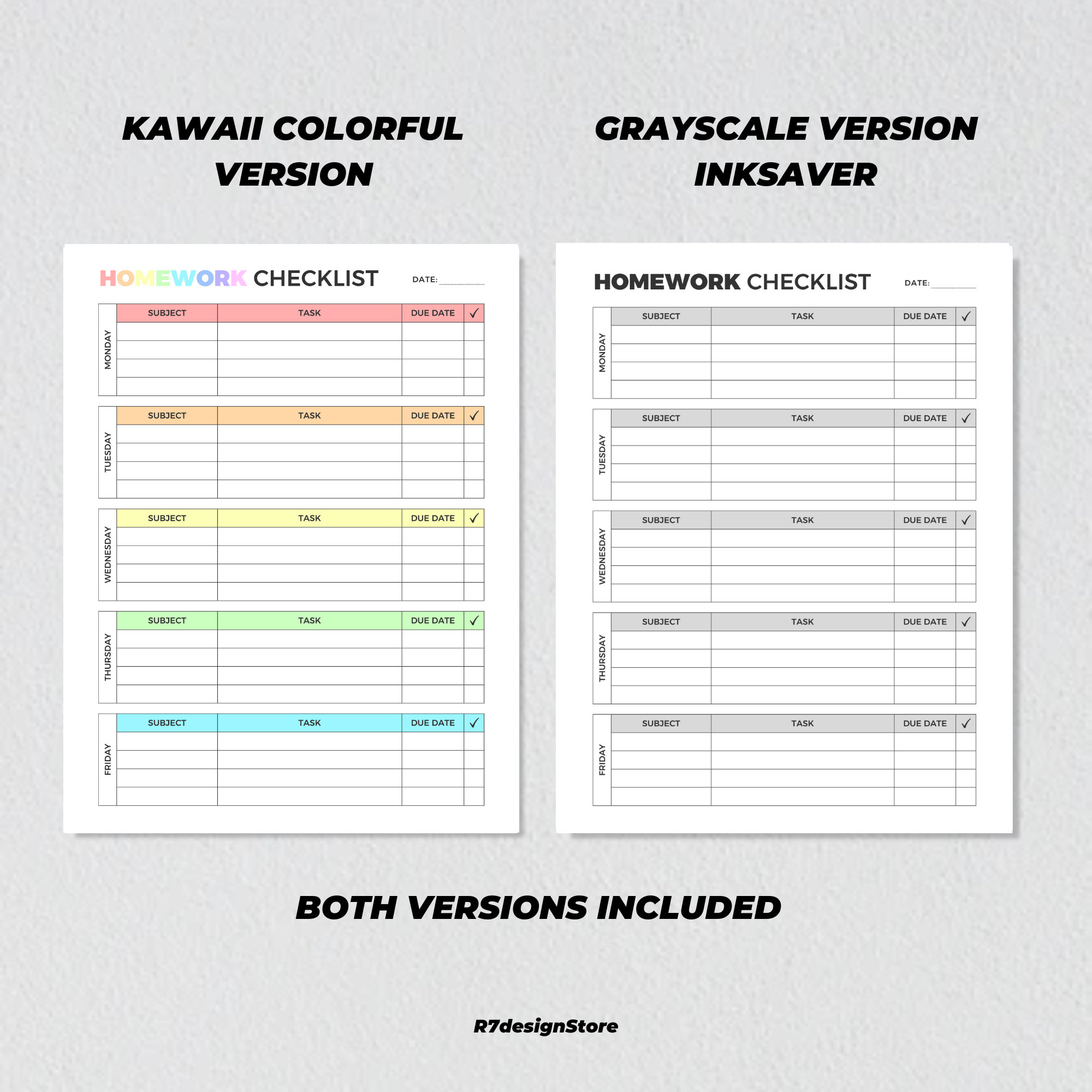 Homework Checklist Printable, Weekly Homework Tracker, Student ...