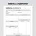 Medical Overview Printable, Patient Medical Summary, Health Treatment ...