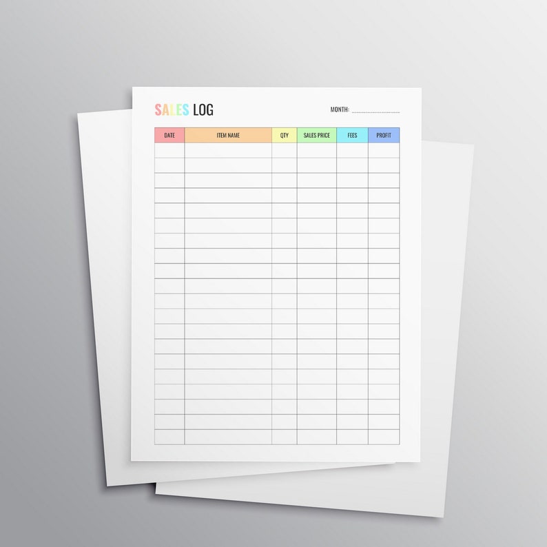 Sales Log Printable, Daily Sales Profits Tracker, Everyday Order Record ...
