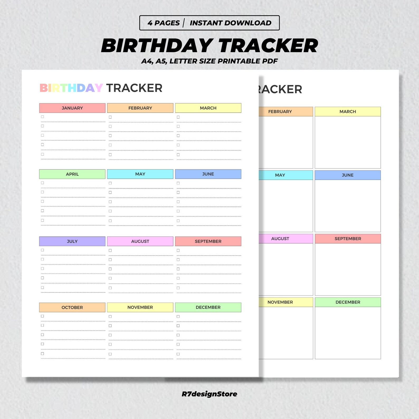 Birthday Tracker Printable, Important Dates Planner, Birthday Reminder ...