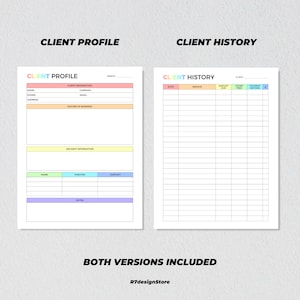 Client Profile & History Printable, Small Business Client Form, Client ...