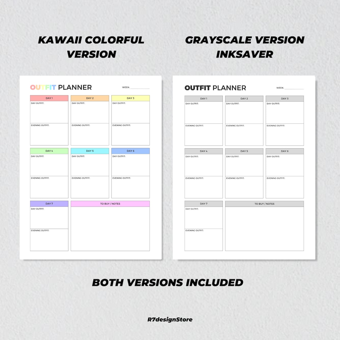 Outfit Planner Printable, Weekly Fashion Tracker, Event Wardrobe ...