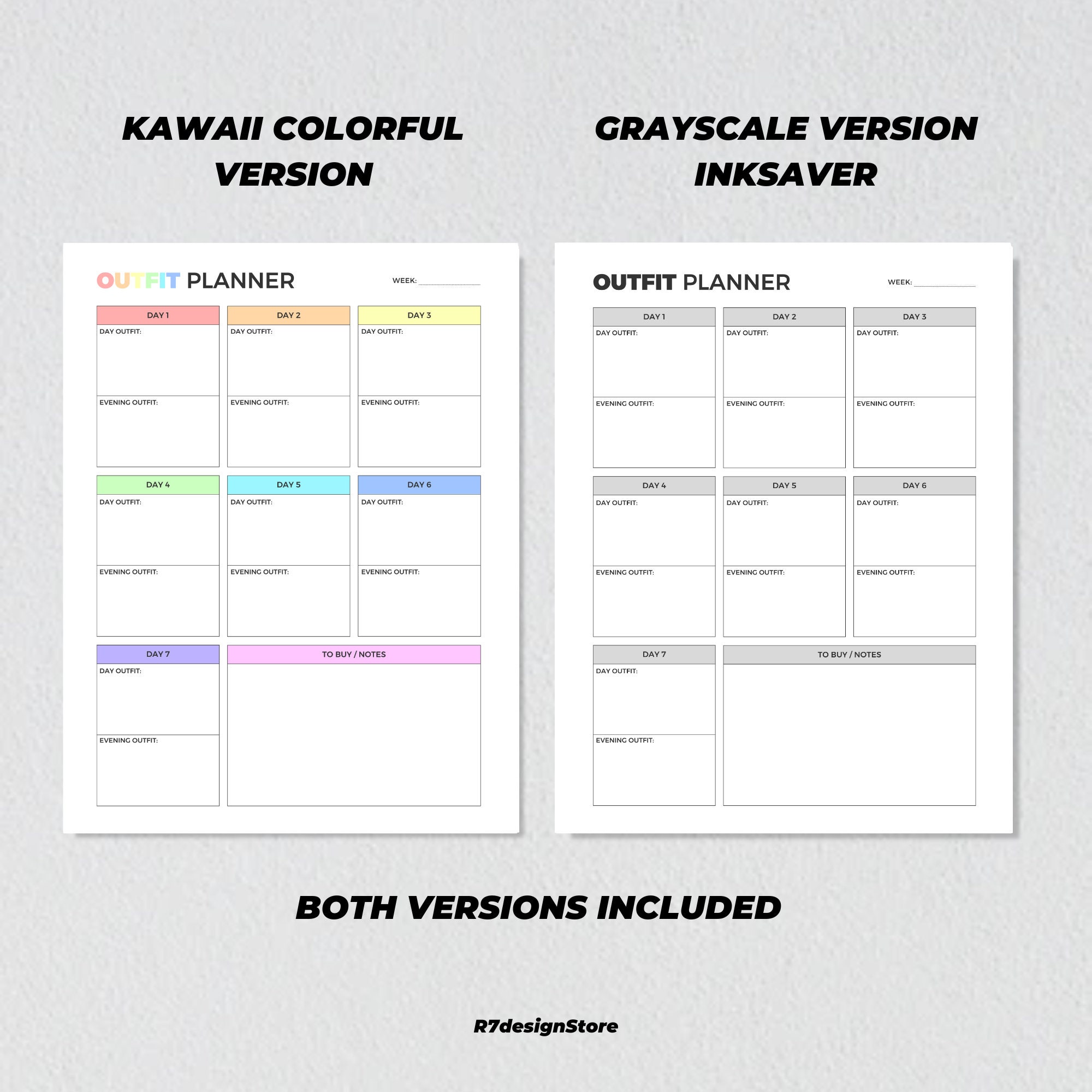 Outfit Planner Printable Weekly Fashion Tracker Event - Etsy