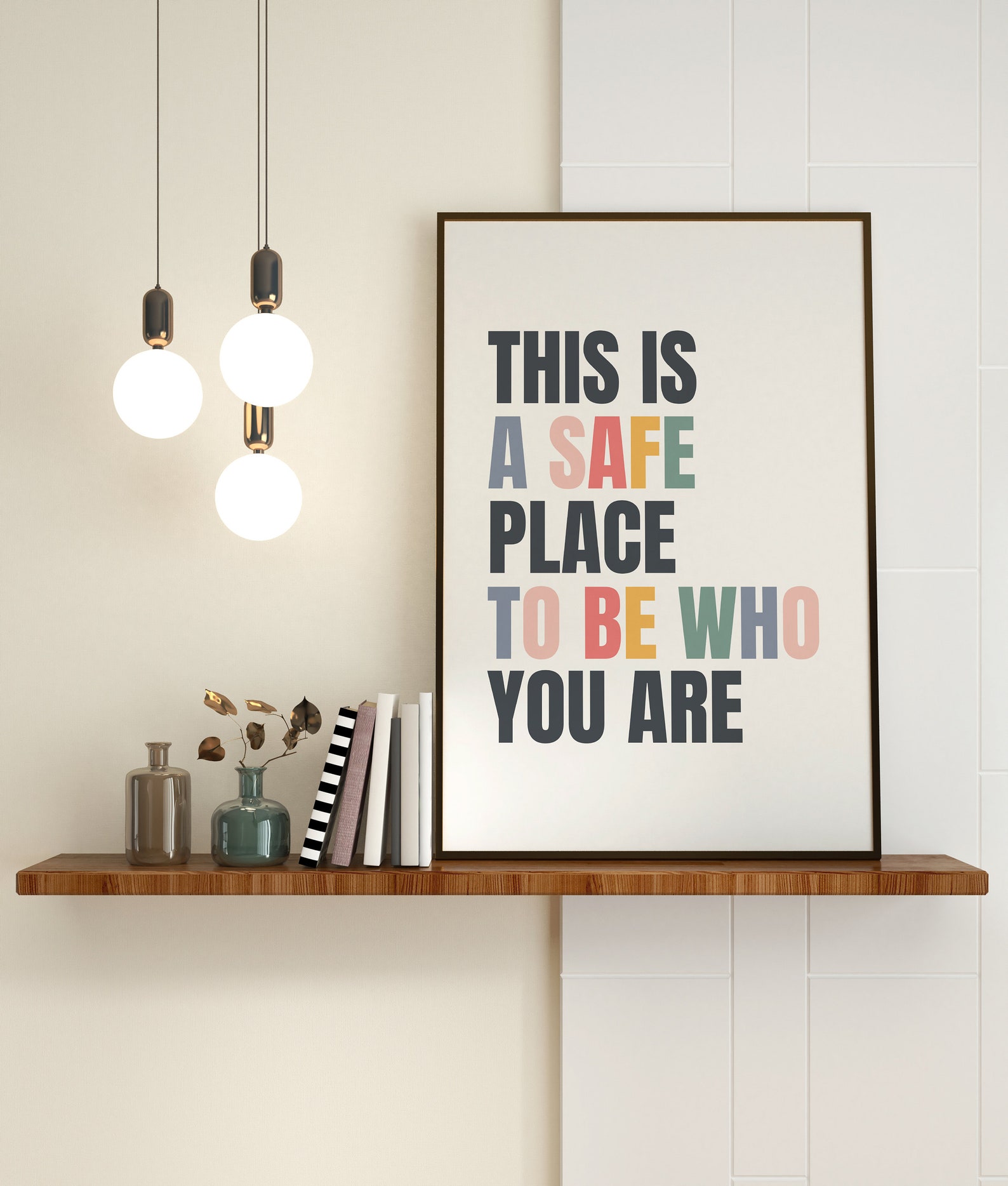 Safe Place Wall Art Printable, Colorful Typography, Positive Classroom ...