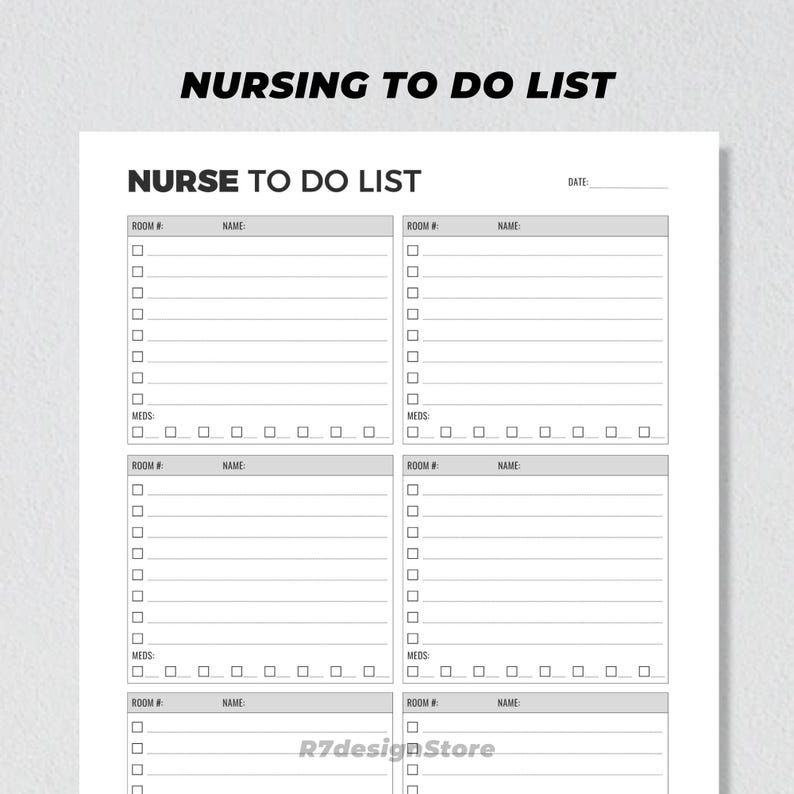 Nursing to Do List Printable, Nurse Checklist, Nursing Shift Planner ...