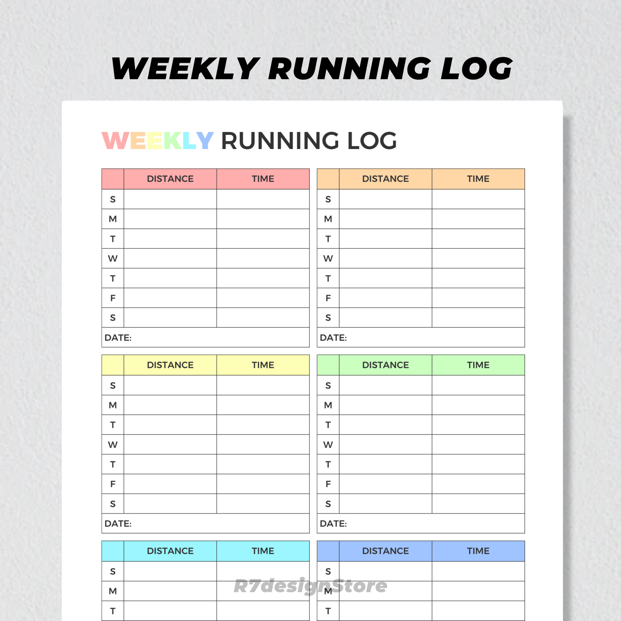 Weekly Running Log Printable, Daily Cardio Tracker, Fitness Goals ...