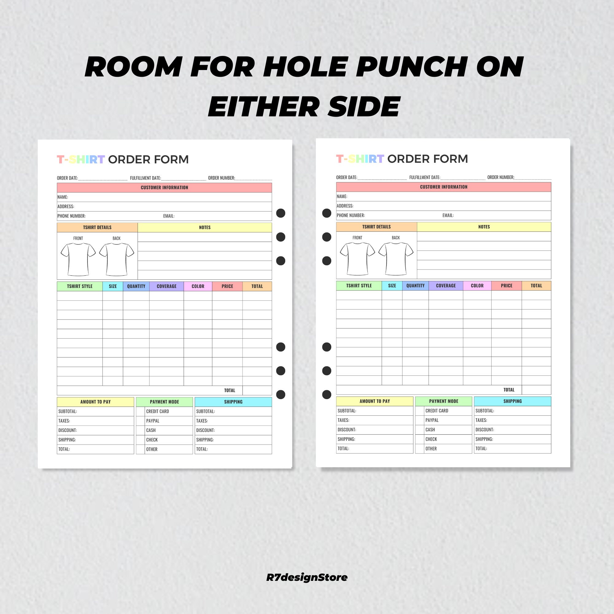 T-shirt Order Form Printable, Small Business Order Template, Custom ...
