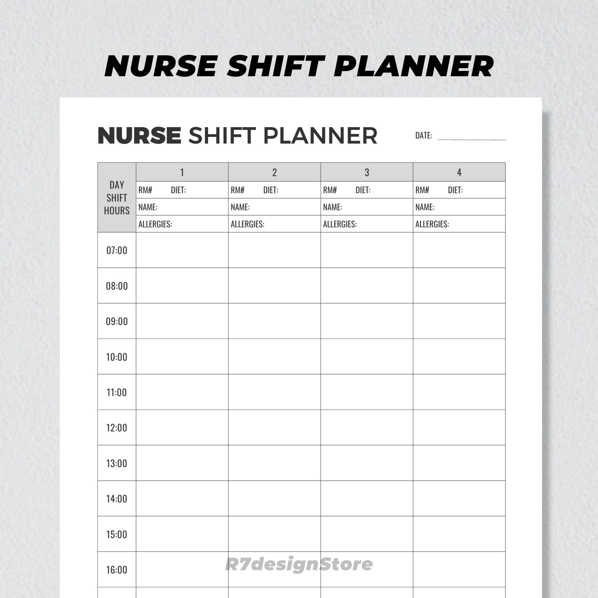 Nurse Shift Planner Printable, Nursing Hourly Tracker, Day & Night ... Nurse Shift Planner Printable, Nursing Hourly Tracker, Day & Night ...