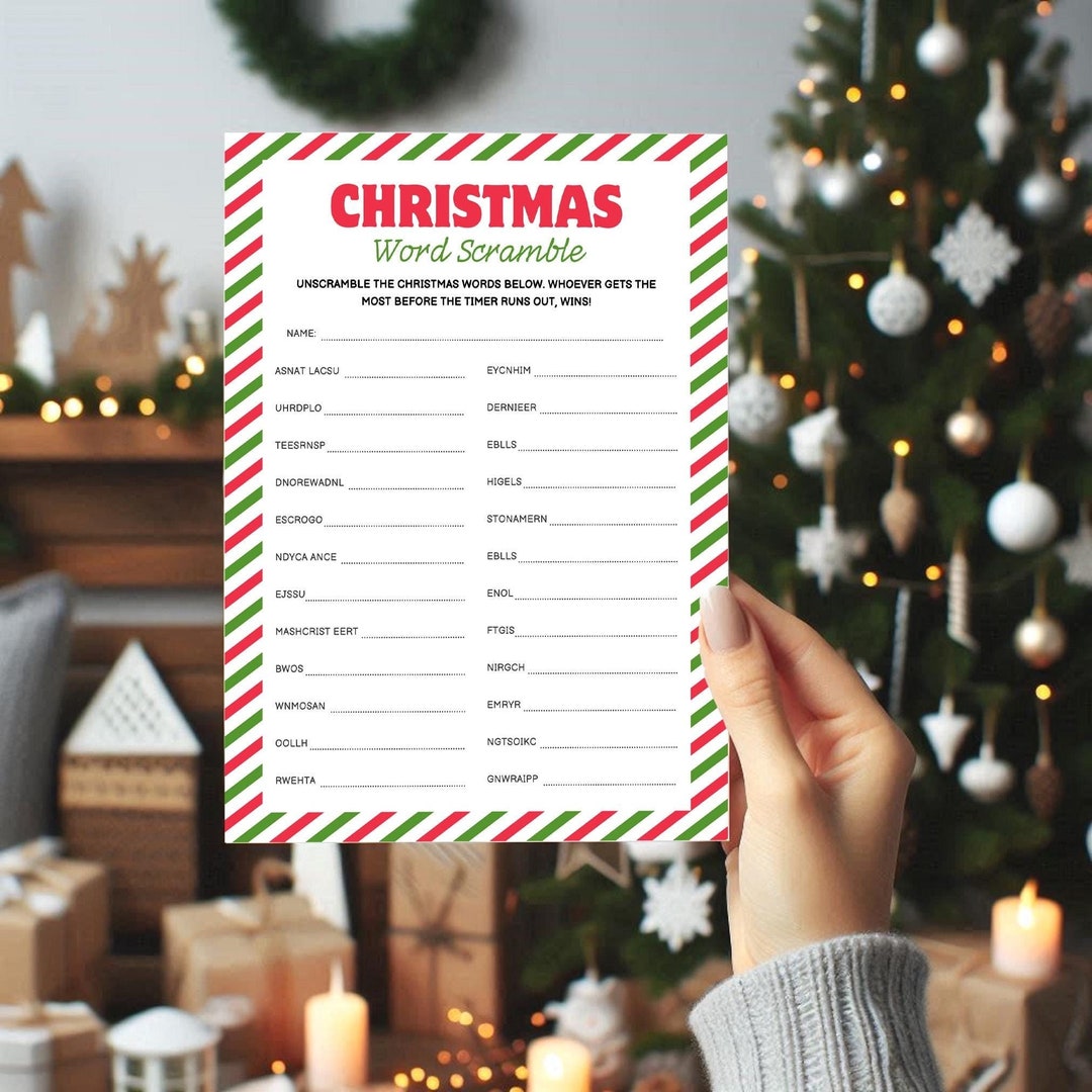 Christmas Word Scramble Printable, Xmas Reunion Games, Family Holiday ...