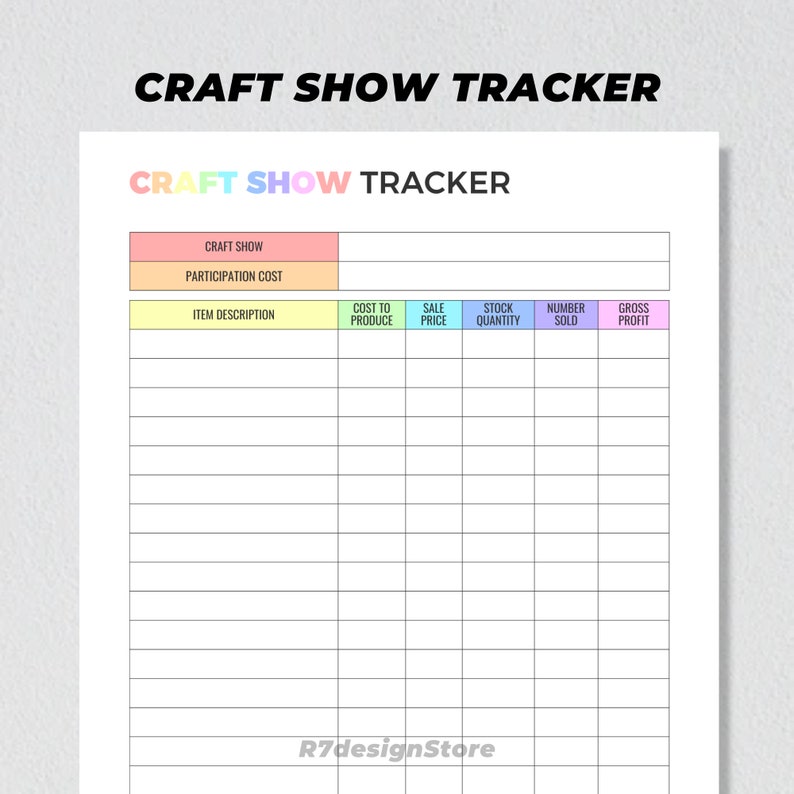 Craft Show Tracker Printable, Craft Fair Planner, Sales Profit Tracker ...