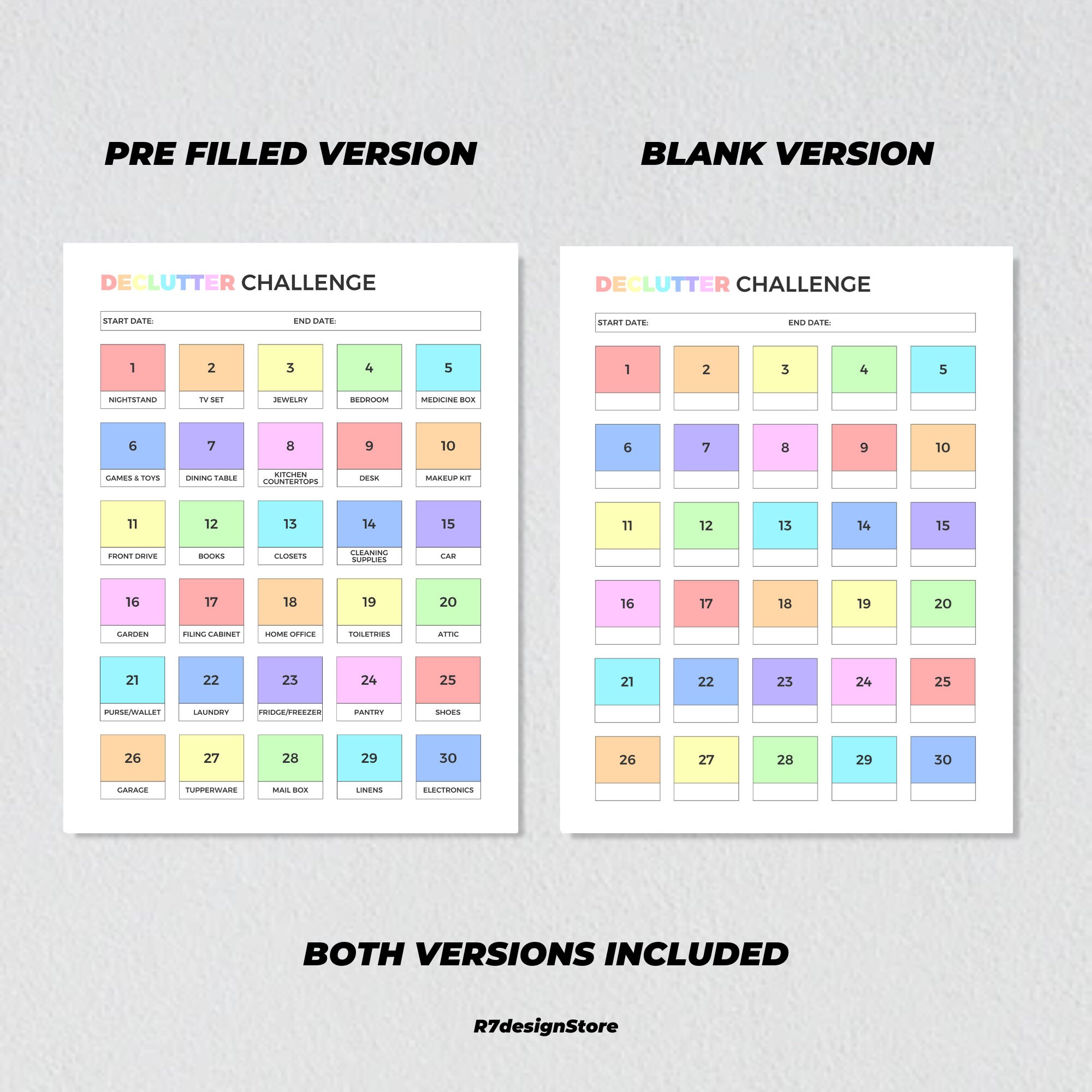 Declutter Challenge Printable, House Cleaning Checklist, Home ...