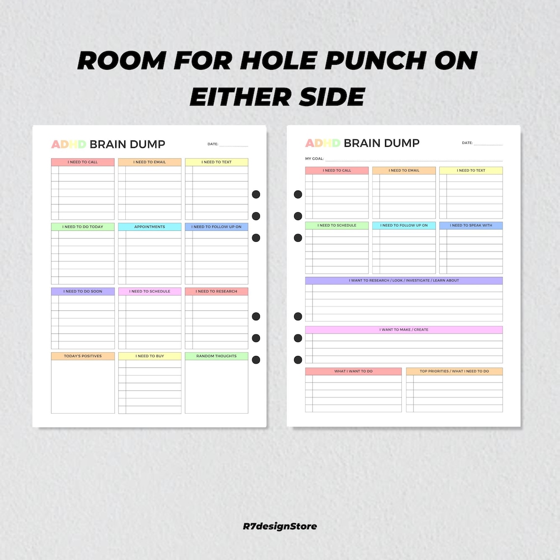 ADHD Brain Dump Printable, ADHD Planner, Daily to Do List, Productivity ...
