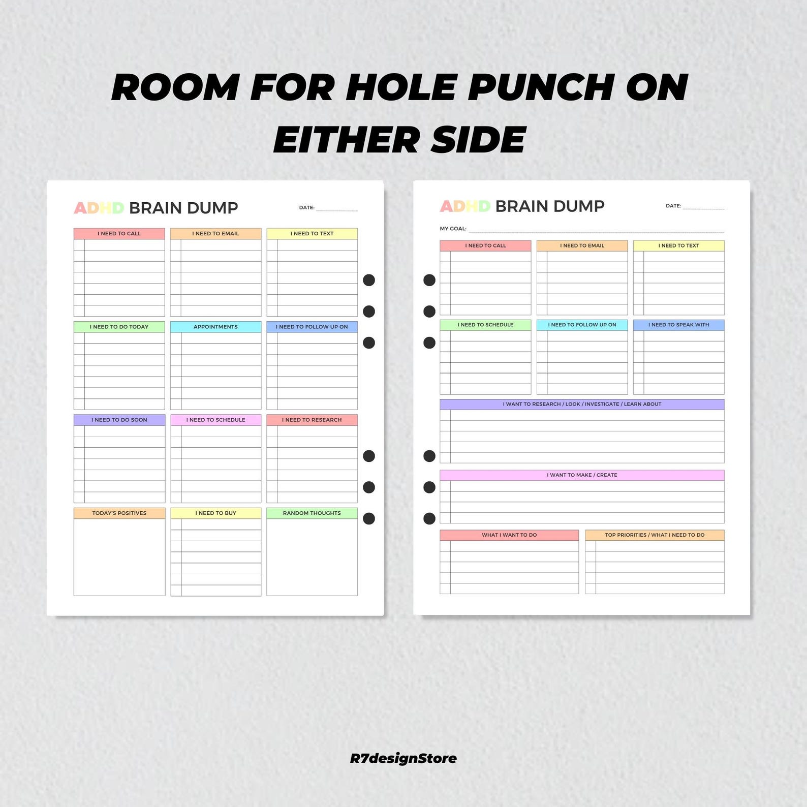 ADHD Brain Dump Printable, ADHD Planner, Daily to Do List, Productivity ...