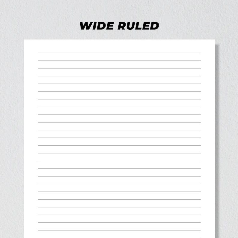 Lined Paper Printable, Wide Ruled Paper, College Ruled Paper, Digital 