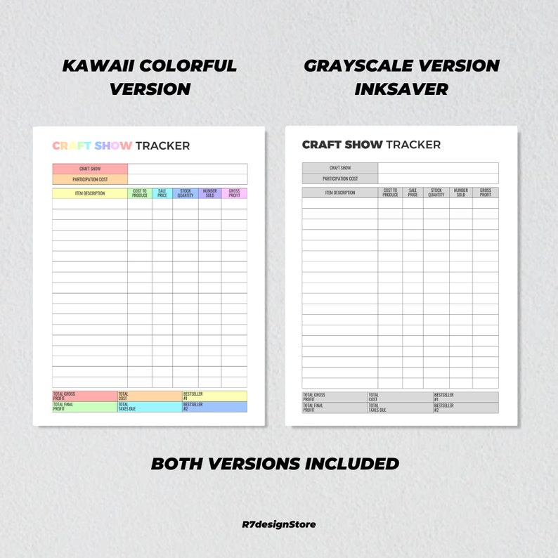 Craft Show Tracker Printable, Craft Fair Planner, Sales Profit Tracker ...