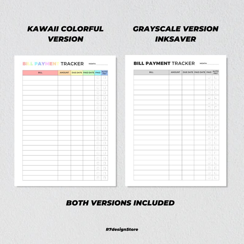 Bill Payment Tracker Printable, Monthly Bill Payment Checklist, Expense ...
