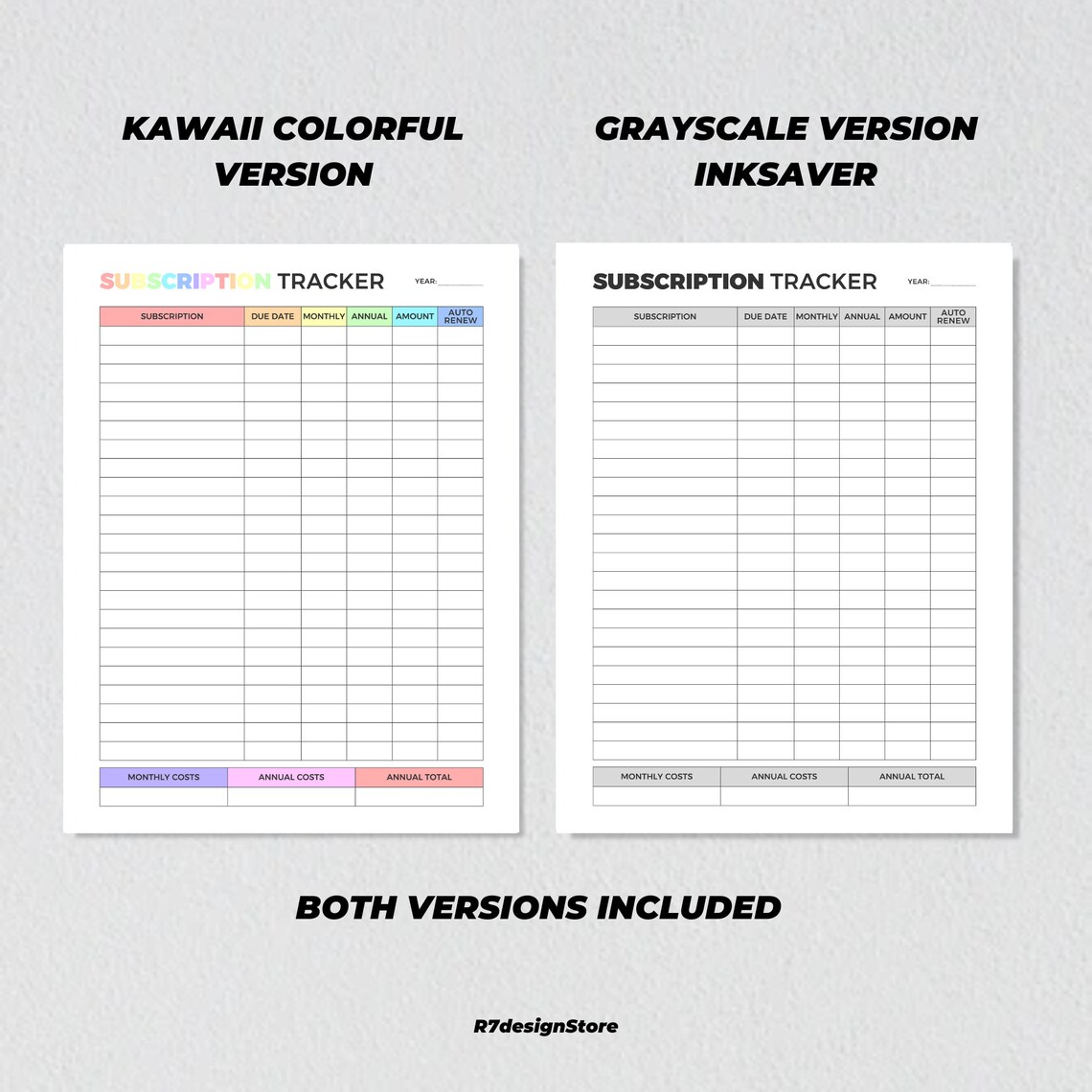 Subscription Tracker Printable, Monthly Subscription Checklist ...