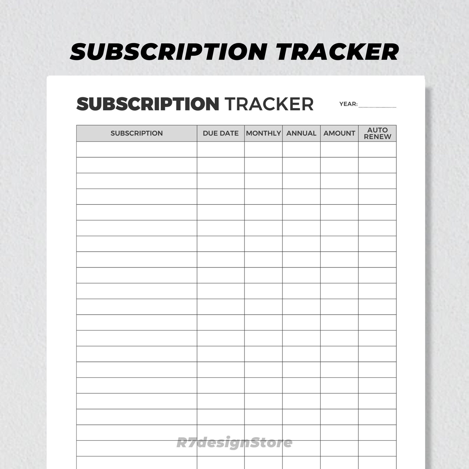 Subscription Tracker Printable, Monthly Subscription Checklist ...