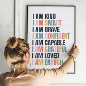 I Am Kind I Am Smart Art Printable, Colorful Motivational Wall Art ...