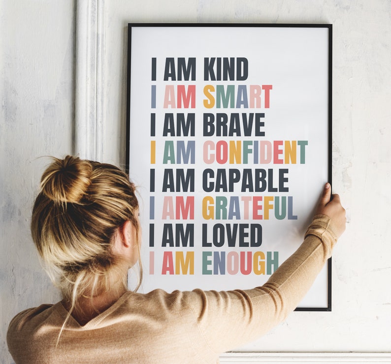 I Am Kind I Am Smart Art Printable, Colorful Motivational Wall Art ...