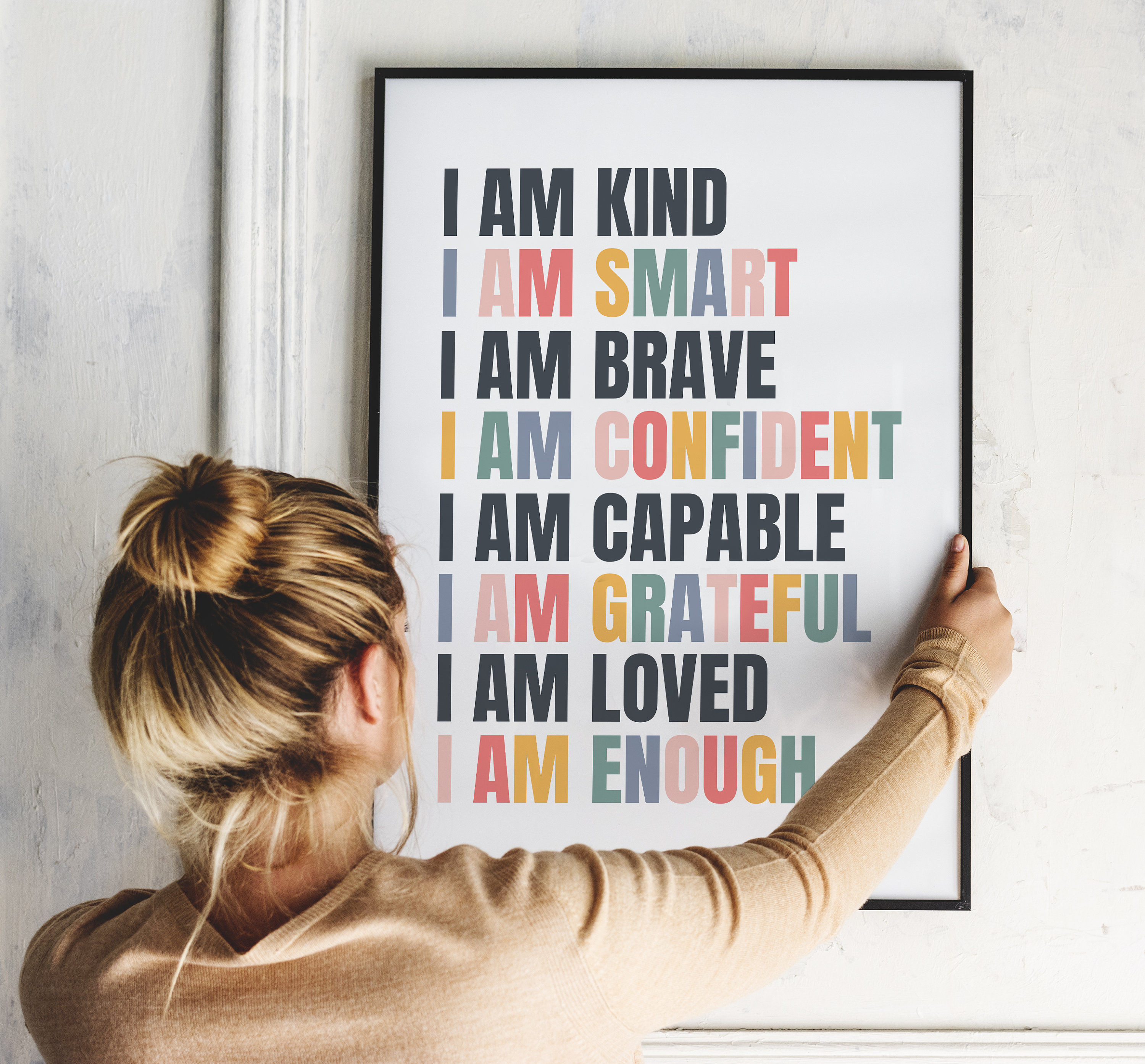 I Am Kind I Am Smart Art Printable, Colorful Motivational Wall Art ...