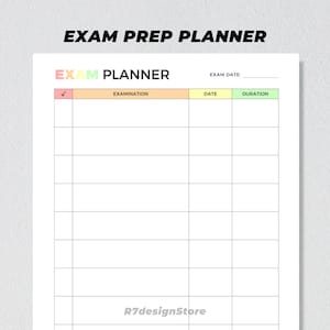 Exam Planner Printable, Student Exam Prep Organizer, Subject Study ...